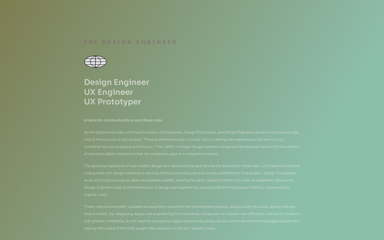 The Design Engineer / UX Prototyper